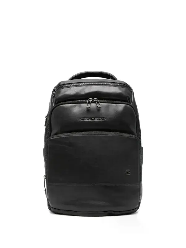 PIQUADRO Leather Backpack - Black