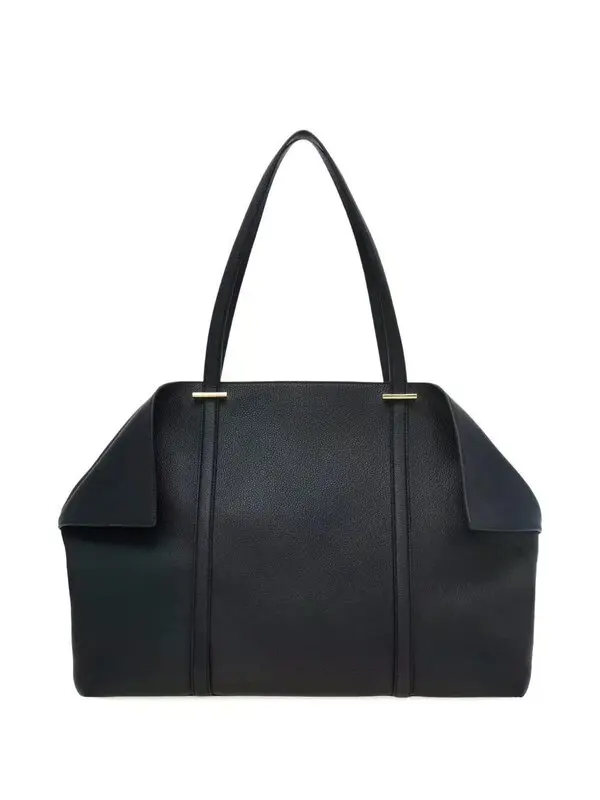 FERRAGAMO Leather Tote Bag With Embossed Logo - Black