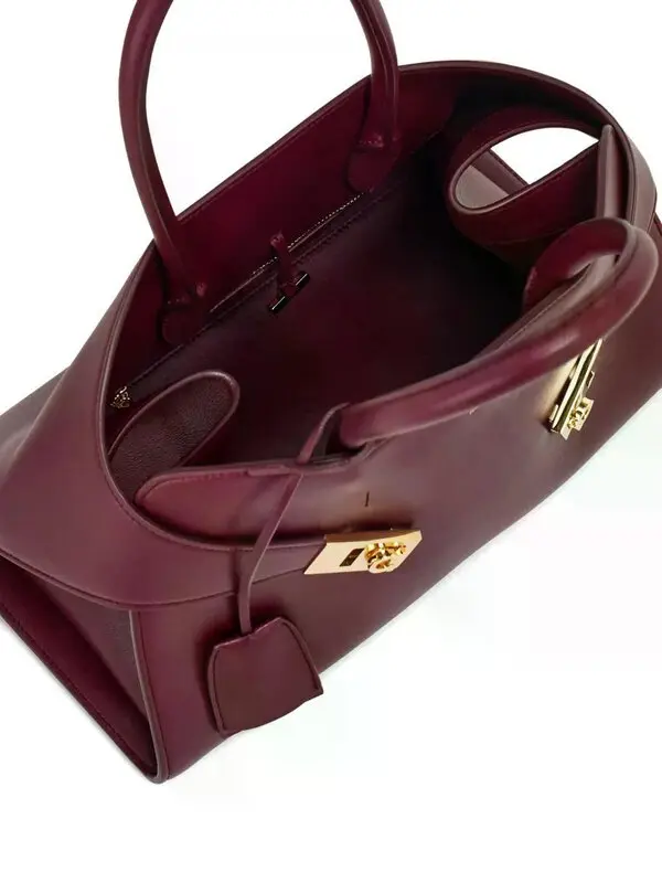 FERRAGAMO Medium Hug Leather Tote - Red