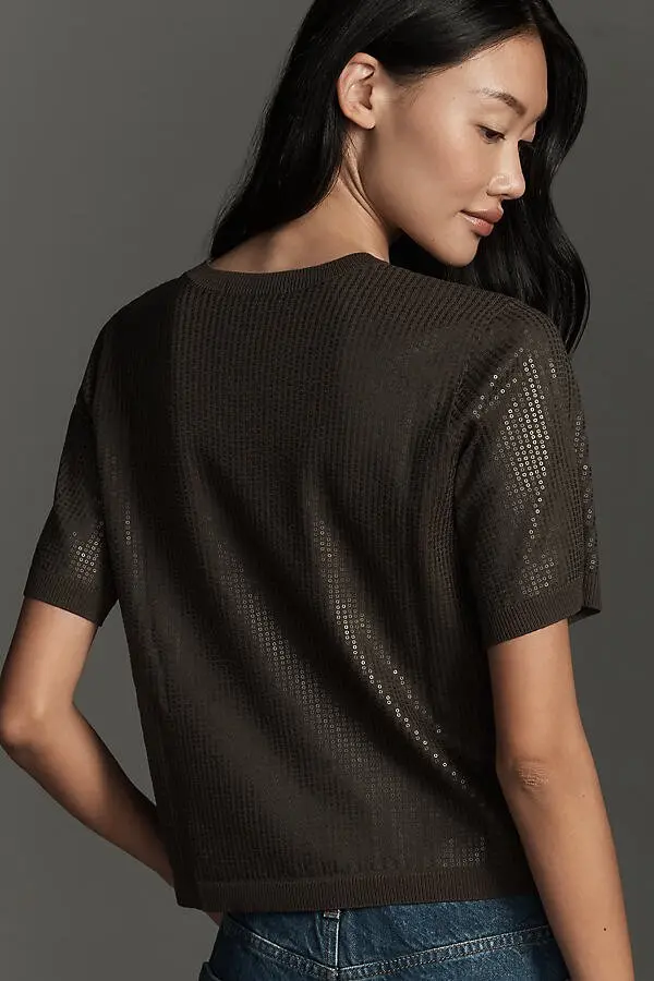 Sanctuary Sequin-embellished Short-sleeve Sweater