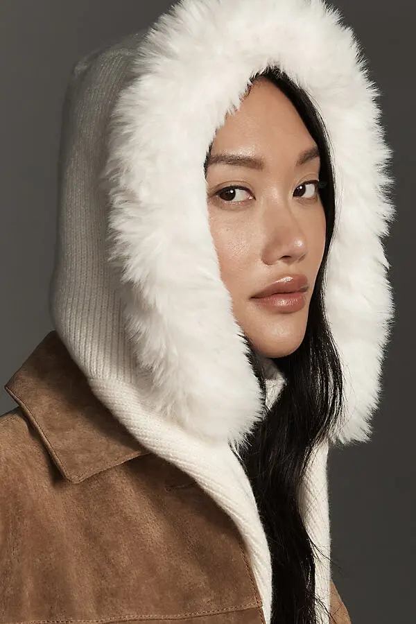Anthropologie Faux Fur Trimmed Bonnet In Cream - 33% Off  display picture 2