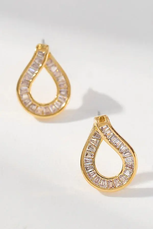 Maeve Baguette Crystal Post Earrings - Gold