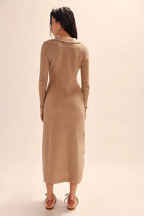 Free People Cotton-Linen Knit Midi Sweater Dress In Brown Truffle Combo -  49% Off | Editorialist
