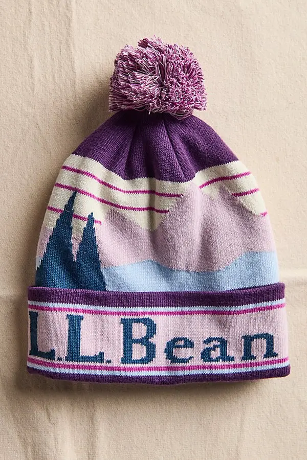 L.l.bean Katahdin Graphic Pom Beanie - Lavender Ice/dark Marine