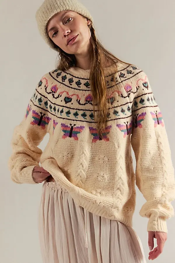Free People Blooming Bobbles Knit Sweater