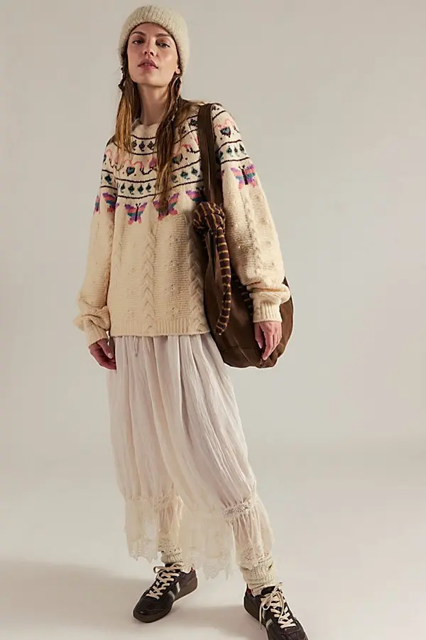 Free People Blooming Bobbles Knit Sweater