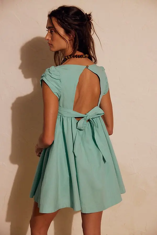 Free People Sunbeam Mini Dress - Jade Mint