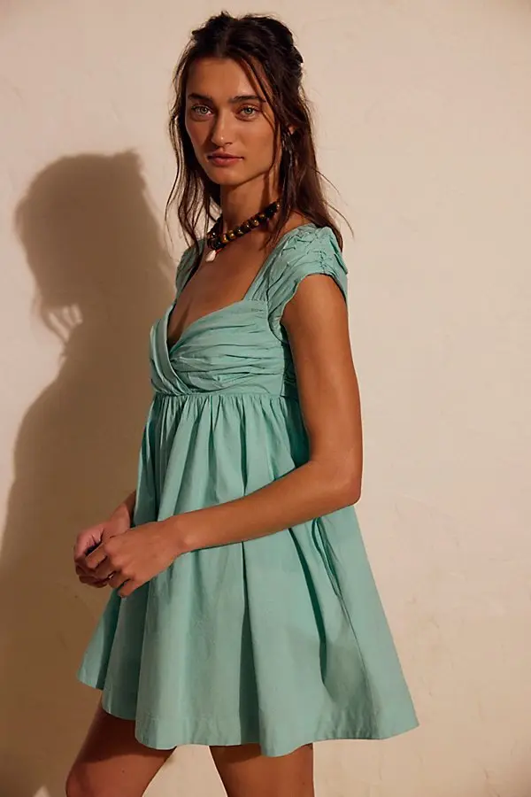 Free People Sunbeam Mini Dress - Jade Mint