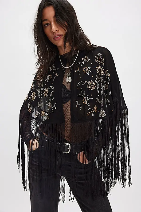 Free People Mirrorball Embellished Cape