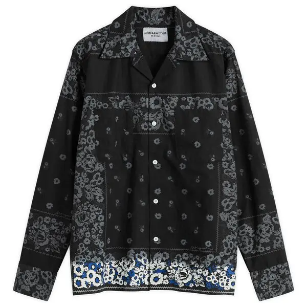 NOMARHYTHM TEXTILE Overdyed Bandana Print Shirt - Black X Blue