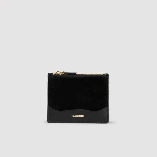 Sandro Leather And Suede Cardholder - Black