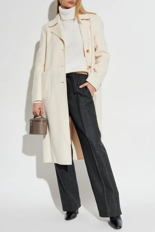 Add Wool & Cashmere Knee-length Coat - Cream