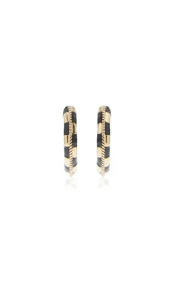 Yvonne Léon 9k Gold Enamel Hoop Earrings