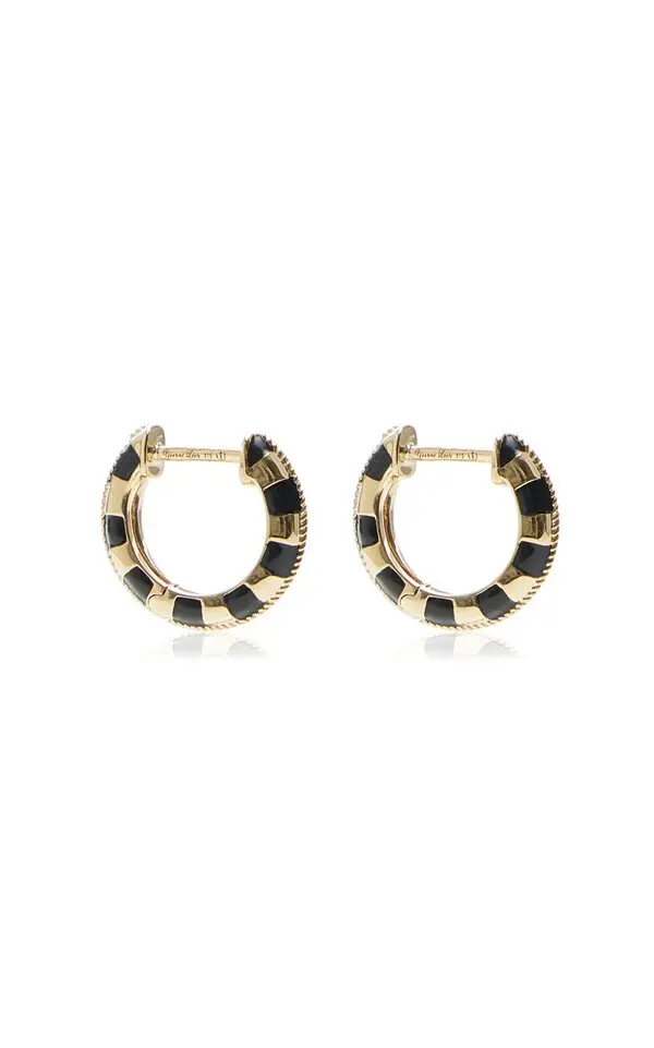 Yvonne Léon 9k Gold Enamel Hoop Earrings