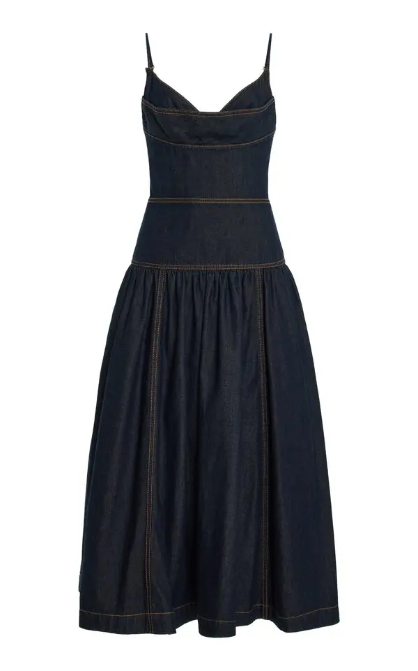 Zimmermann Drop Waist Denim Midi Dress - Blue