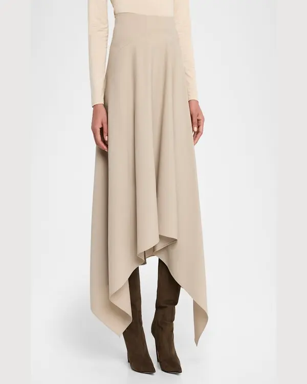 Lafayette 148 New York Wool Suiting Maxi Skirt - Plaster