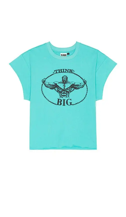 Y,IWO Think Big Cap Sleeve Tee In Blue