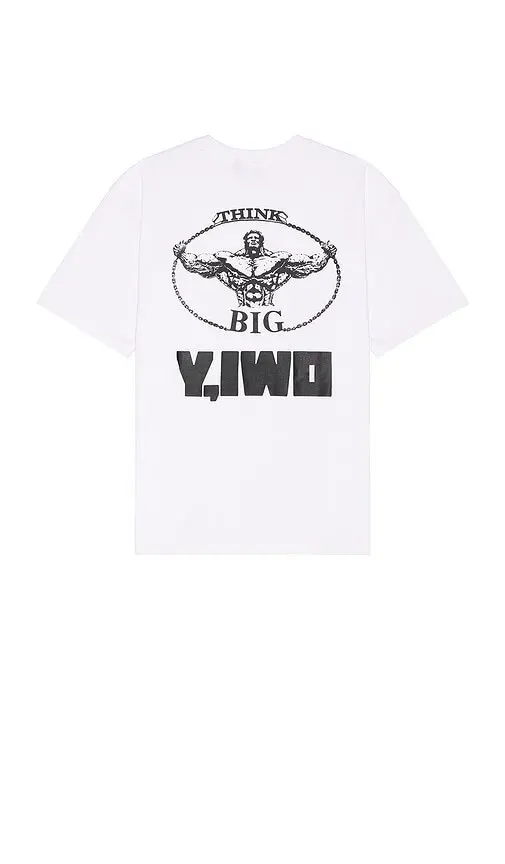 Y,IWO Think Big Pocket Tee In White - White & Black