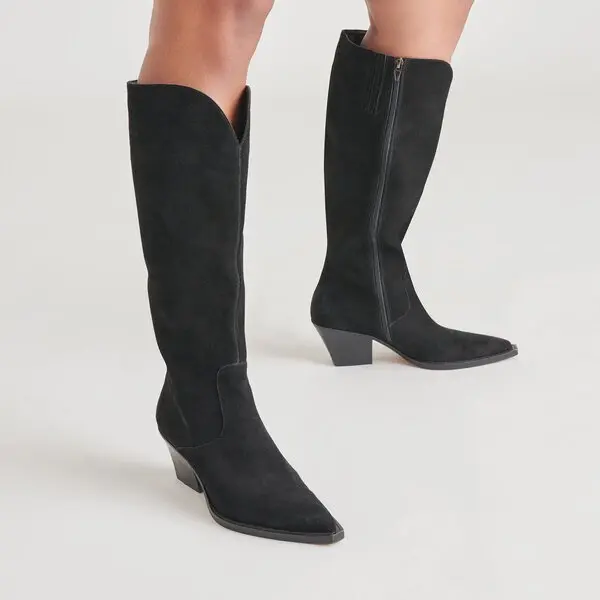 Dolce Vita Raj Wide Calf Boots - Onyx Suede