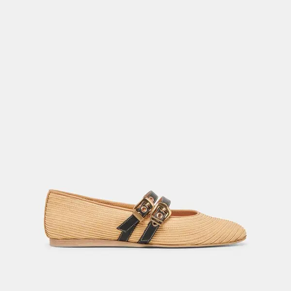 DOLCEVITA Baylee Ballet Flats - Natural Raffia