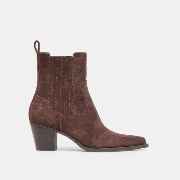 DOLCEVITA Slim Suede Booties - Mahogany Suede