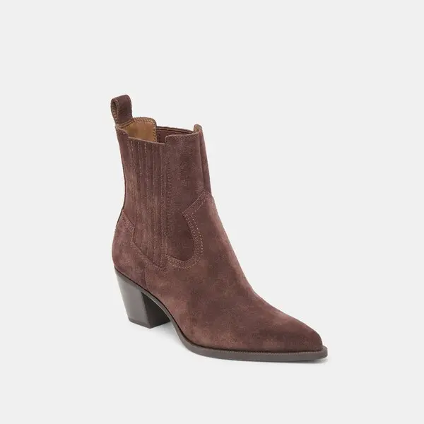 DOLCEVITA Slim Suede Booties - Mahogany Suede