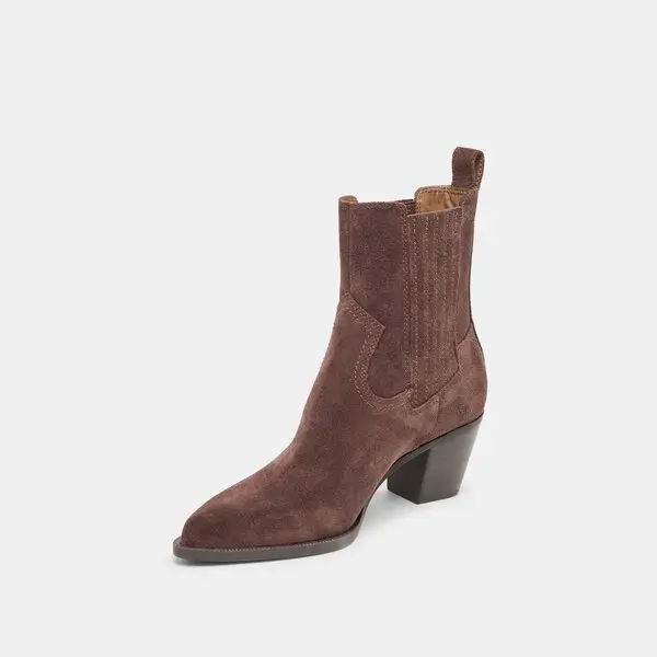 DOLCEVITA Slim Suede Booties - Mahogany Suede