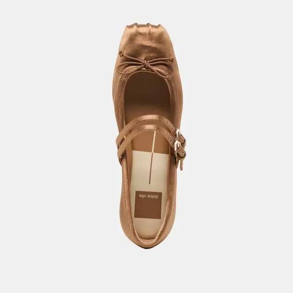 DOLCEVITA Gibsen Ballet Flats - Mid Brown Satin