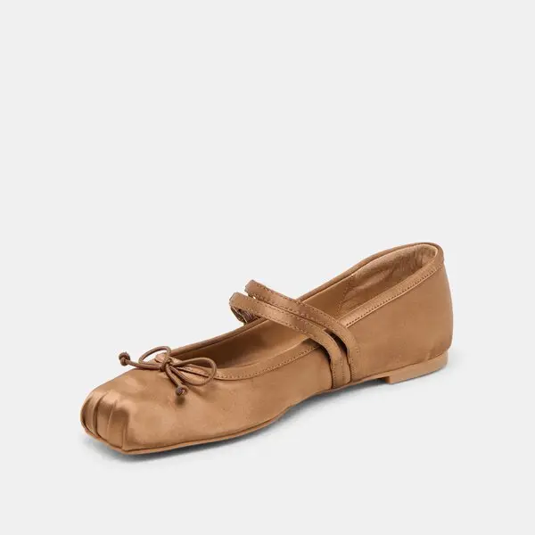 DOLCEVITA Gibsen Ballet Flats - Mid Brown Satin