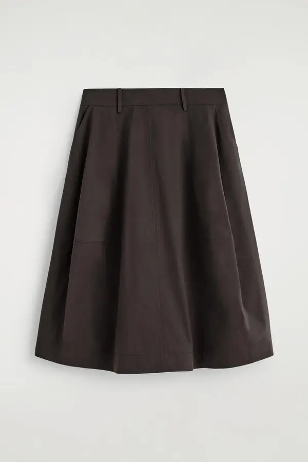 Cos Voluminous Cotton Midi Skirt - Brown