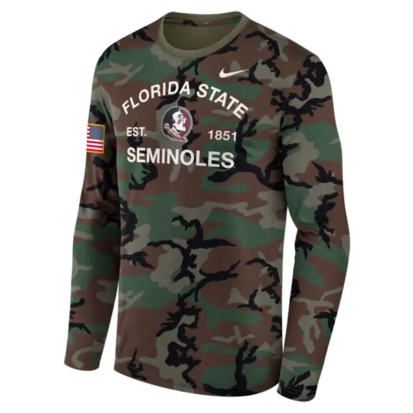 Nike Florida State 2025 Military Appreciation Legend Dri-fit College Long-sleeve T-shirt - Green