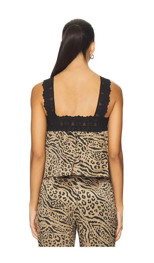 Ciao Lucia Leah Top In Animal Print Satin