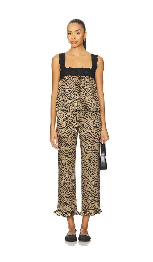 Ciao Lucia Leah Top In Animal Print Satin