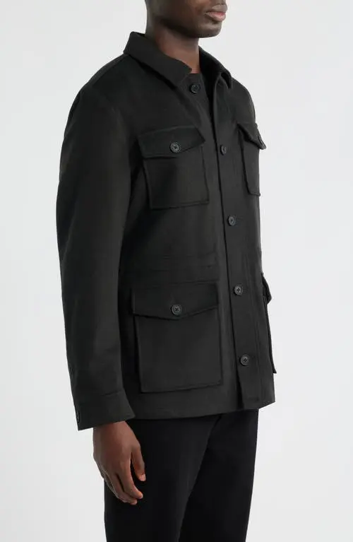 Nordstrom Felted Wool-blend Field Jacket - Dark Olive