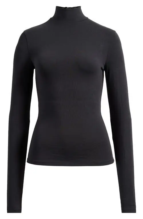 SKIMS Stretch Cotton Jersey Turtleneck Top - Soot