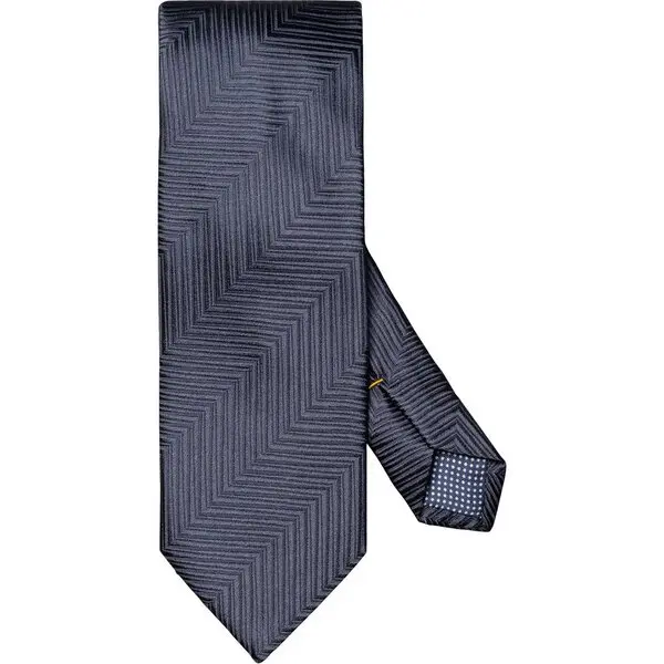 Eton Herringbone Silk Tie - Navy