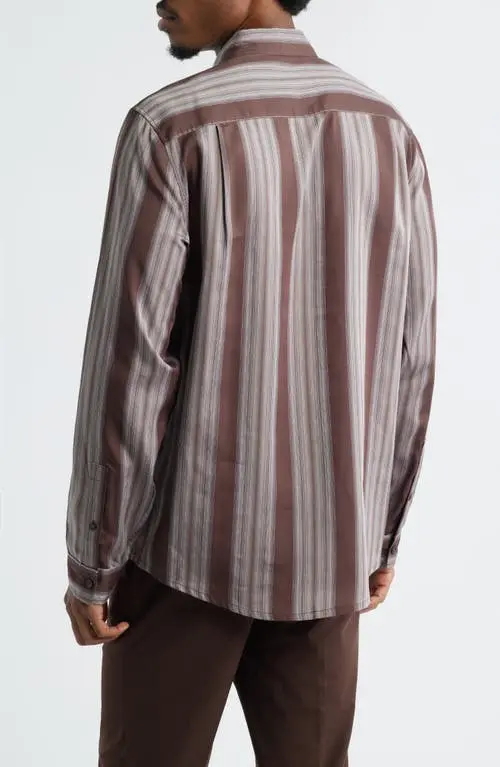 OPEN EDIT Stripe Long Sleeve Button-up Shirt