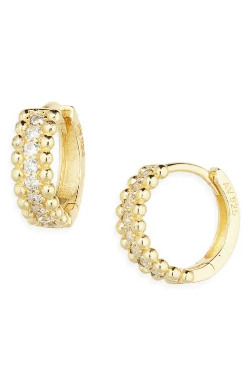 Argento Vivo Beaded Cubic Zirconia Hoop Earrings - Gold