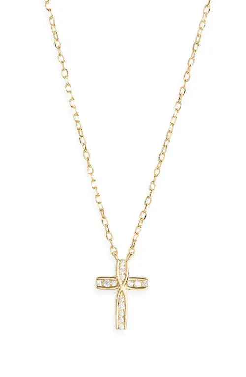 Argento Vivo Cubic Zirconia Cross Pendant Necklace - Gold