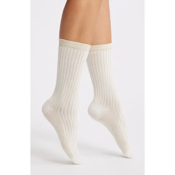 Nordstrom Sparkle Stripe Crew Socks - Ivory Sweet