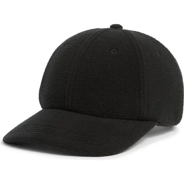 Zella Faux Shearling Baseball Cap - Black