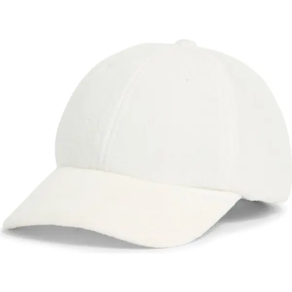 Zella Faux Shearling Baseball Cap - Ivory Egret