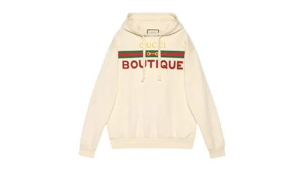 Gucci Boutique Print Hooded Sweatshirt