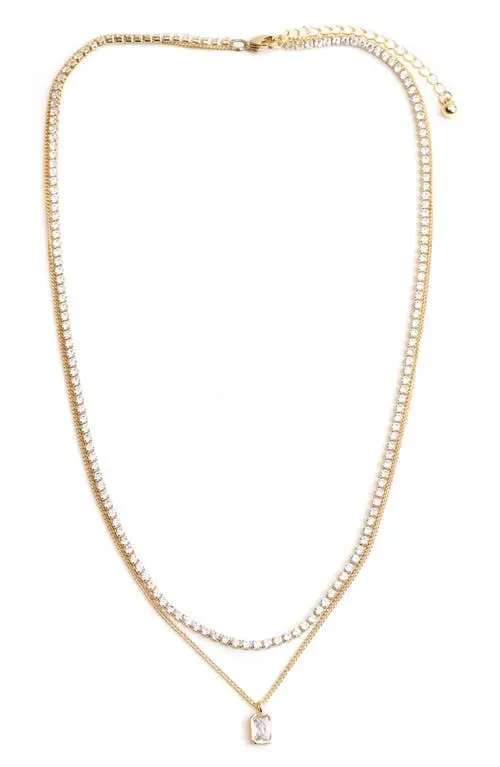 PANACEA Layered Crystal Pendant Necklace - Gold