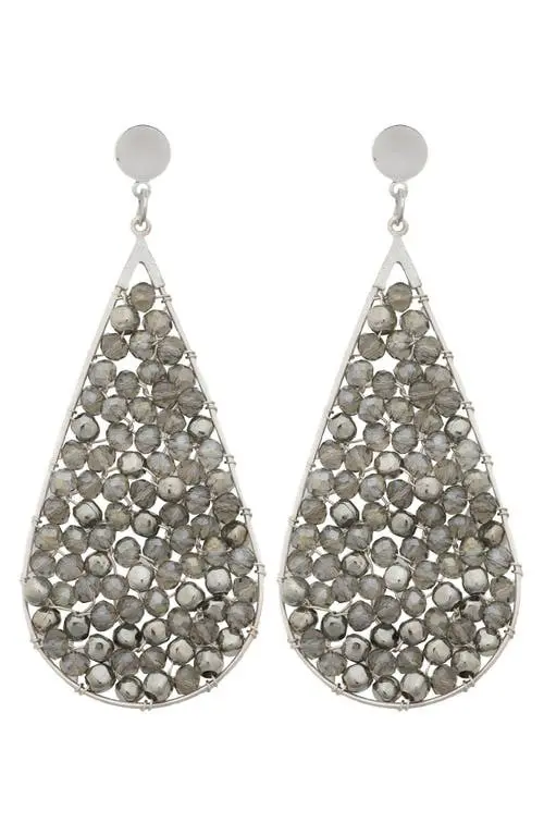 PANACEA Crystal Teardrop Earrings - Silver