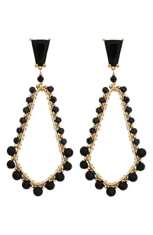 PANACEA Crystal Teardrop Earrings - Black