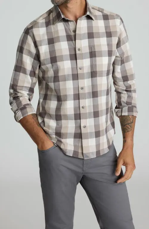 UNTUCKIT Greenwald Check Cotton Flannel Button-up Shirt - Brown Tan White