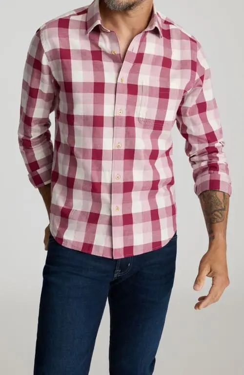 UNTUCKIT Greenwald Check Cotton Flannel Button-up Shirt - Pink Wine White