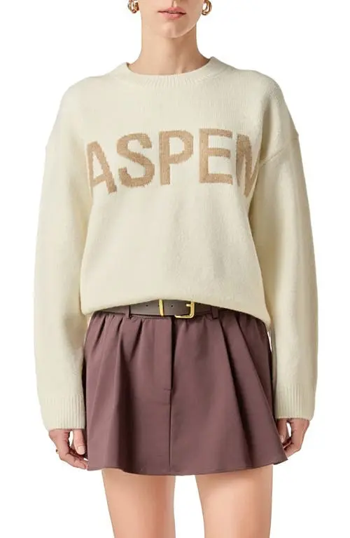 English Factory Lettering Sweater - White/tan