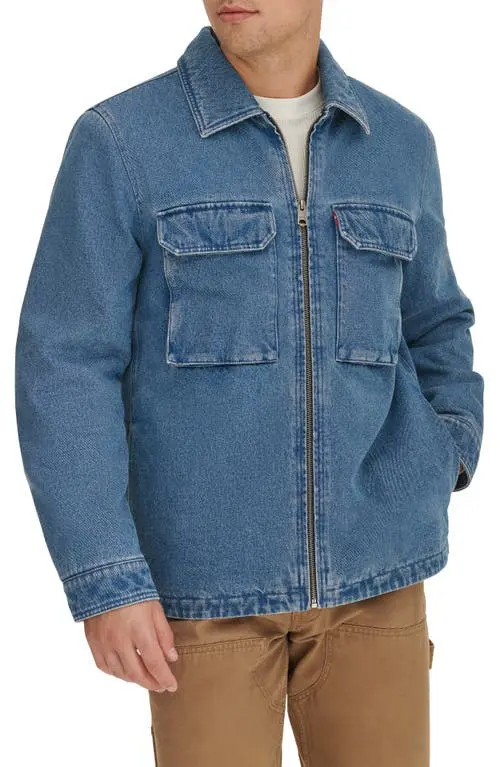 LEVI'S Insulated Cotton Denim Shirt Jacket - Medium Wash Denim